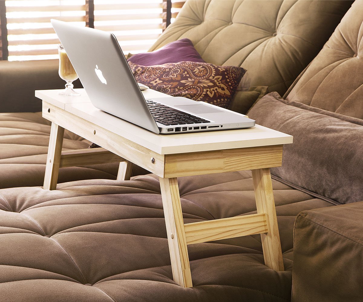 Suporte para Notebook Dobrável Regulagem Altura Pinus/Branco ...