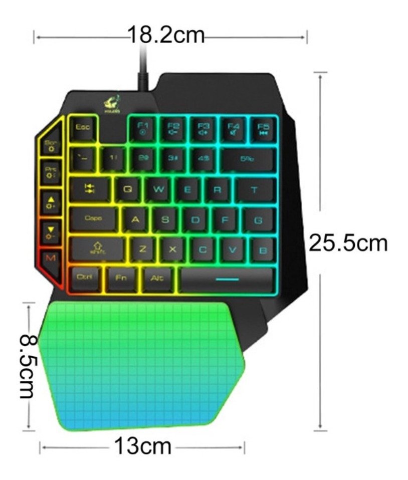 Teclado Gamer Uma Mão Rgb Led Single Handed Usb Pc M-1300 Luuk Young ...