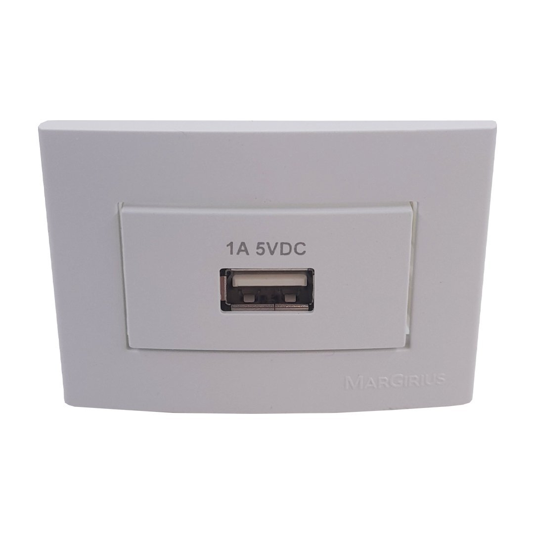 Tomada USB Branco 1A - Margirius | MadeiraMadeira