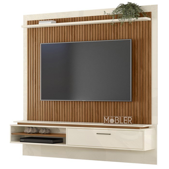 Painel Home Suspenso TV 75 Pol Metha Cinamomo Mell Off White MBL ...