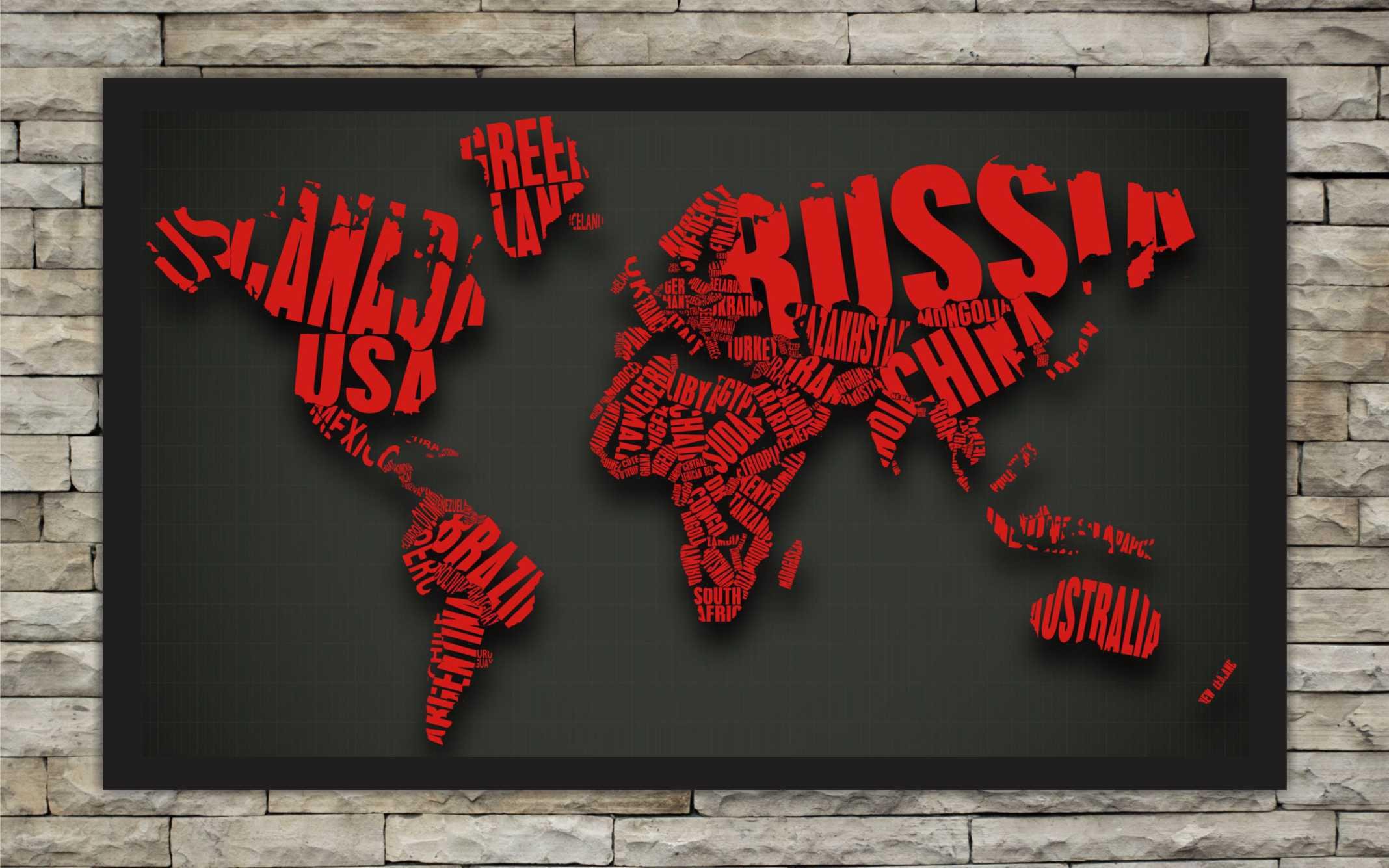 Quadro Decorativo Mapa Mundo Moderno Com Moldura M04 | MadeiraMadeira