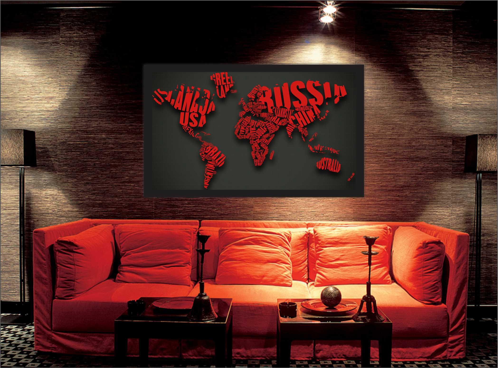 Quadro Decorativo Mapa Mundo Moderno Com Moldura M04 | MadeiraMadeira