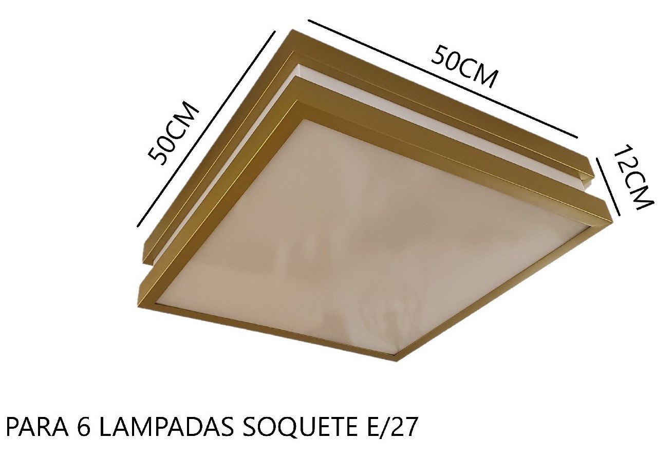 Plafon Moderno Modular 50cm Dourado Para Sala Mesa Cozinha Quarto ...