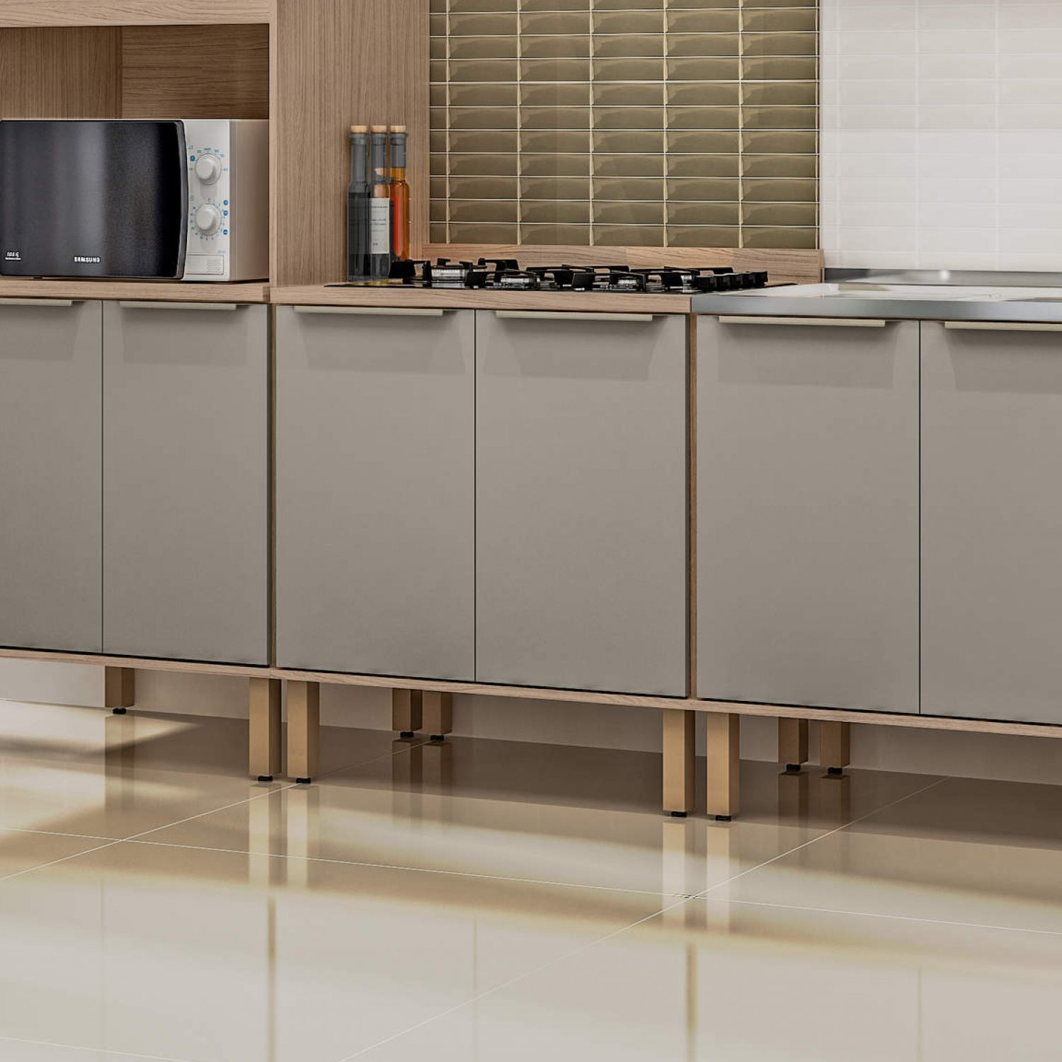 Balcão de Cozinha Modulado 2 Portas 80cm Verace Espresso Móveis ...