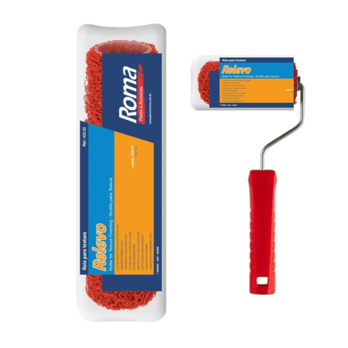 Kit Rolo de Textura Relevo Cab Anjo Vermelho 23cm e 10cm Roma Rolo ...