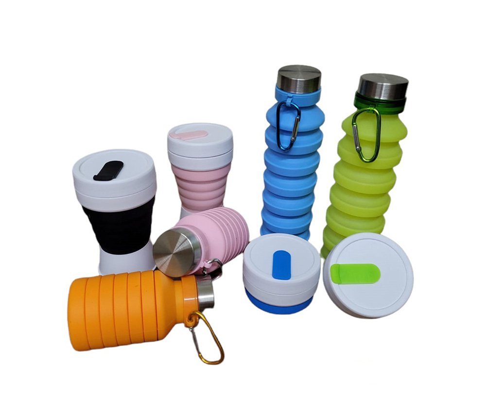 Garrafa 550ml e Copo C/ Tampa 450ml Silicone Retrátil AMG | MadeiraMadeira