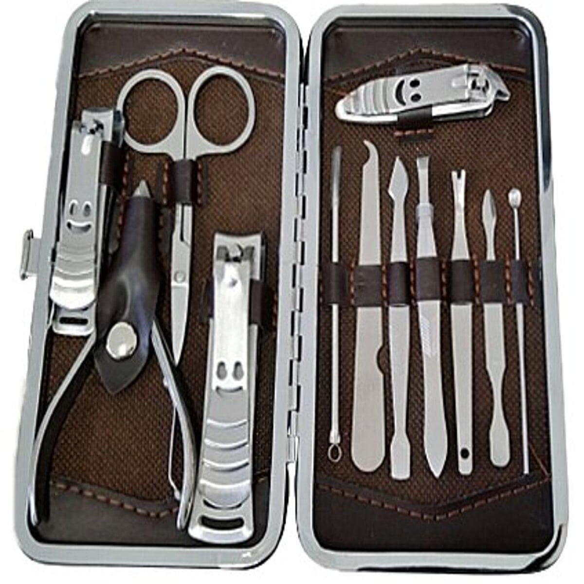 Kit Alicates Aço Pedicure Manicure com 12 Pcs Estojo Cores | MadeiraMadeira