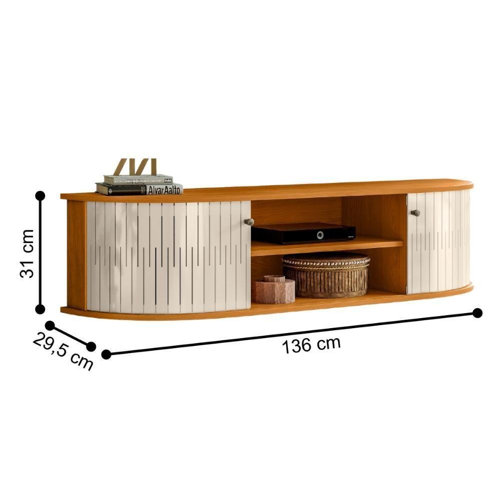 Rack para Tv's de 60 Polegadas Veneza Cinamomo Off White | MadeiraMadeira