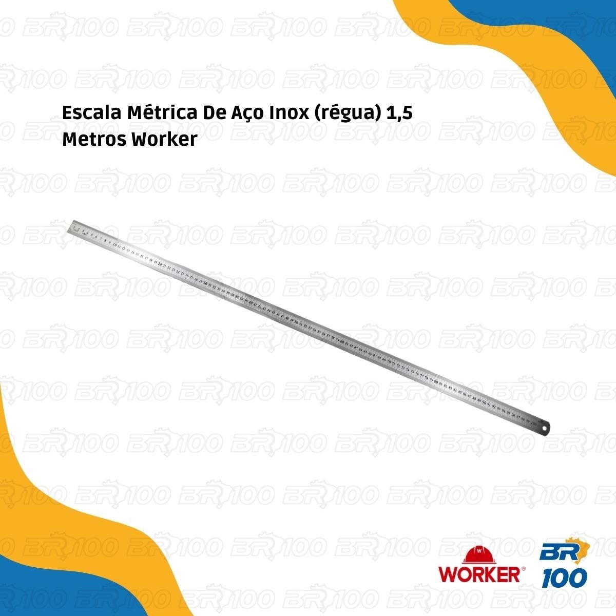 Escala Métrica de Aço Inox (régua) 1,5 Metros Worker | MadeiraMadeira