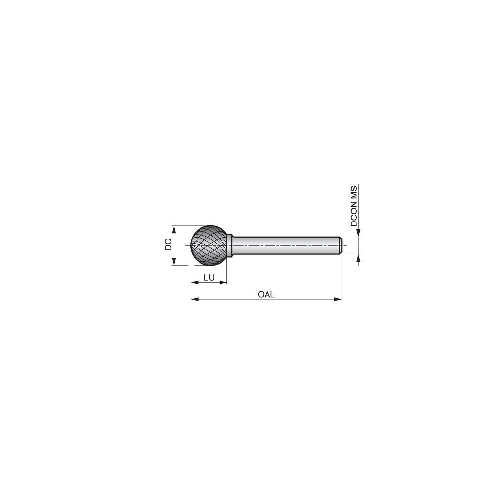 Lima Rotativa Metal Duro Esférica formato D 12,7mm p/ aço fundido, aço ...