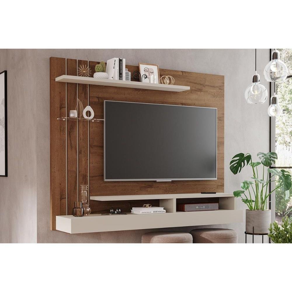 Painel p/ TV Casal Valência até 50 Polegadas Savana/Off White - Permóbili | MadeiraMadeira