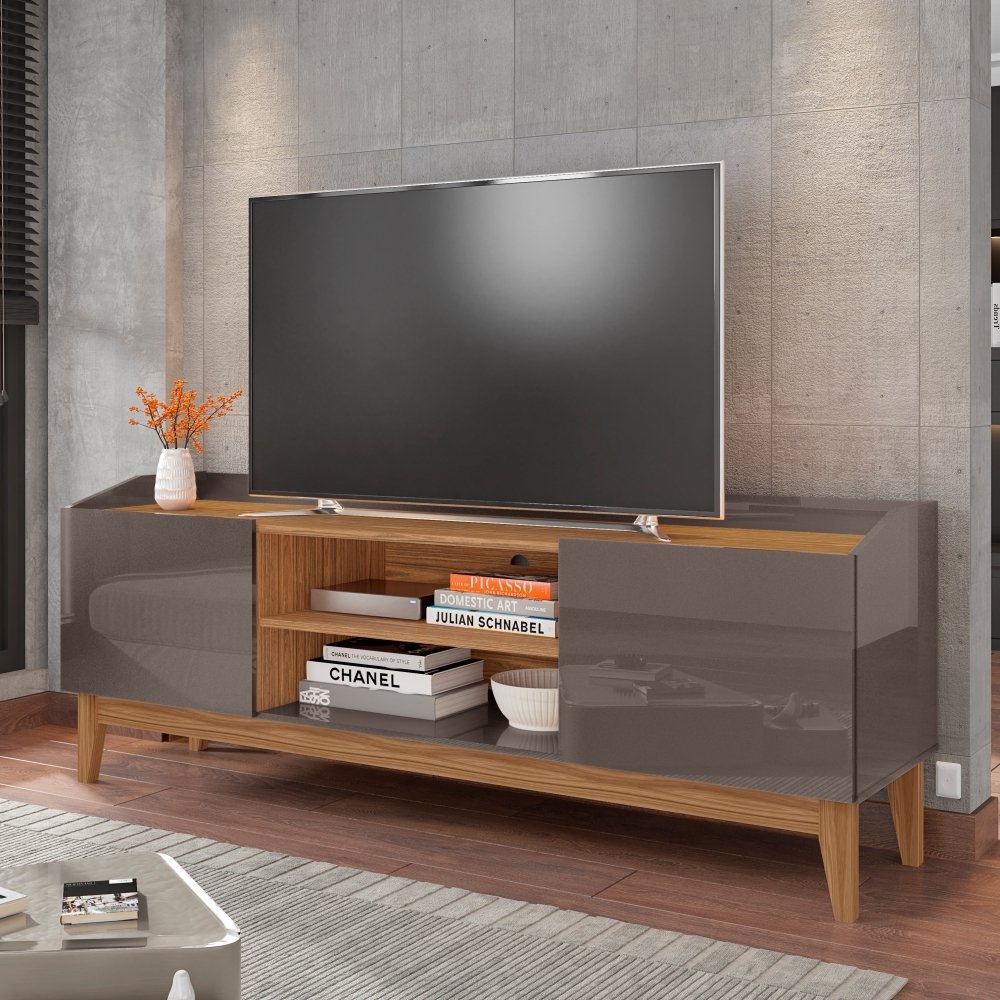 Jogo Rack para TV e Aparador Palace Cinza/Noce | MadeiraMadeira