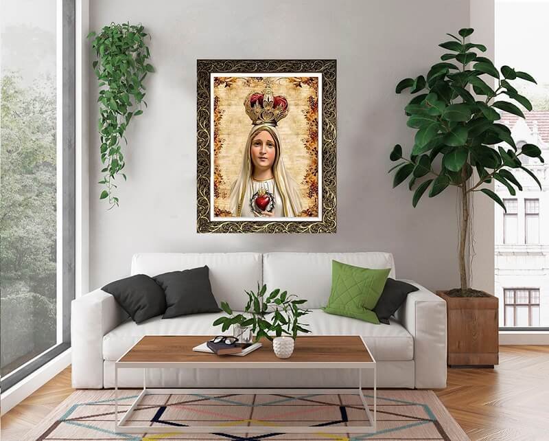 Quadro Nossa Senhora de Fátima Moldura Luxo 75 cm x 55 cm | MadeiraMadeira