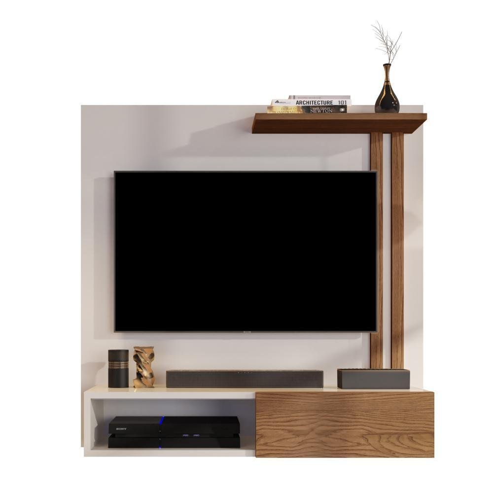 Painel Suspenso Tv 32 Polegadas Prateleira Nicho Porta de Correr Sala ...