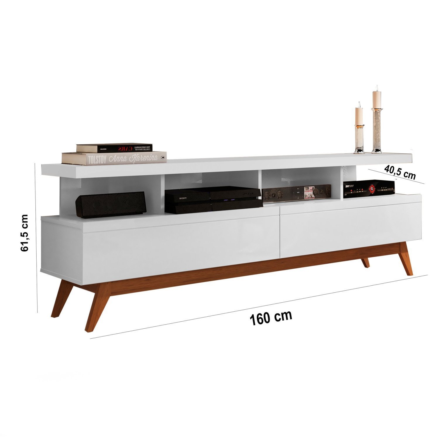 Rack Para TV Até 60 Polegadas 160cm 2 Gavetas 4 Nichos Vivare Giga ...
