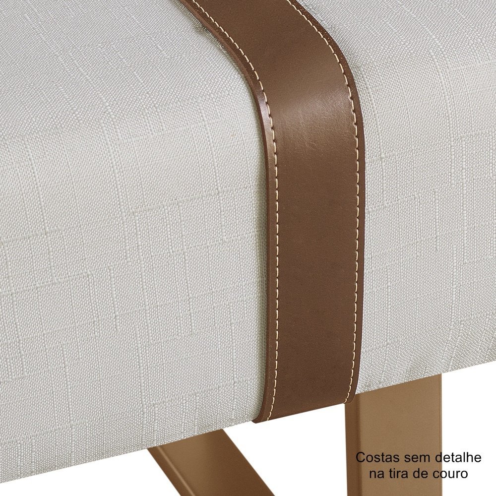 Recamier Banco Puff Londres Linho Off White/Caramelo 1,50m | MadeiraMadeira