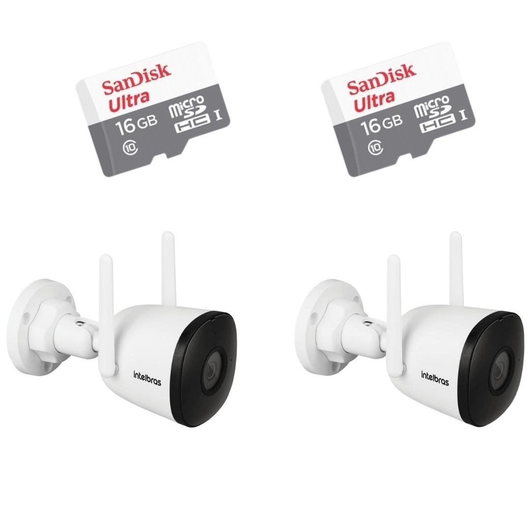 2 Câmeras Wi-fi Externa Im5 Sc Intelbras + 2 Cartão Sd 16gb ...