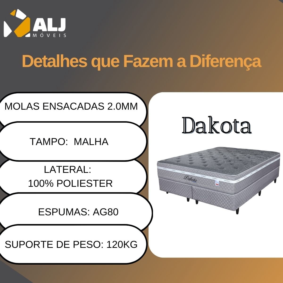 Cama Box com Colchão Super King Size Molas Ensacadas Dakota 193x203x66cm | MadeiraMadeira