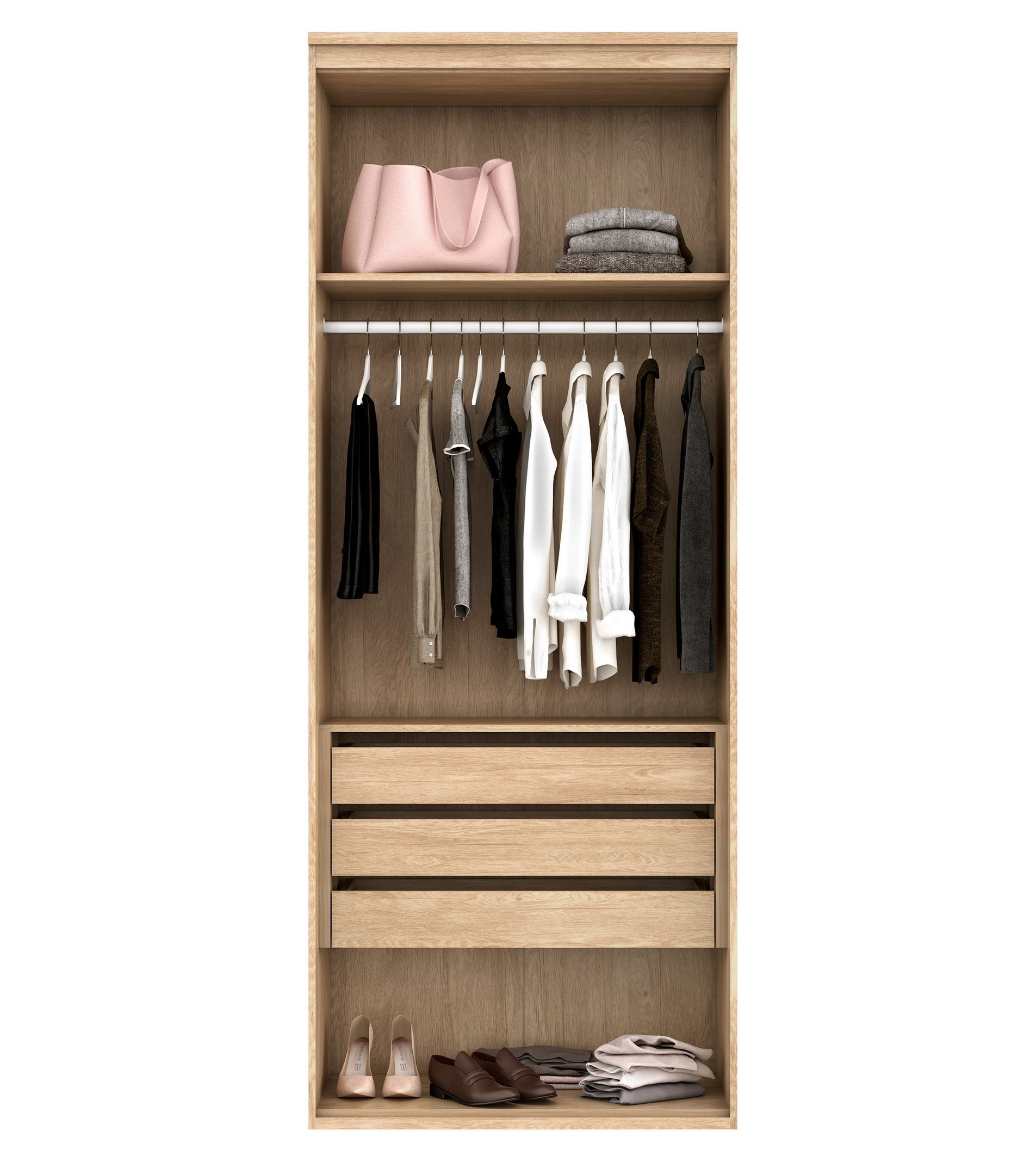 Closet Modulado Sem Portas com Gavetas 70 cm MDF Lotus Belmax:Carvalho ...