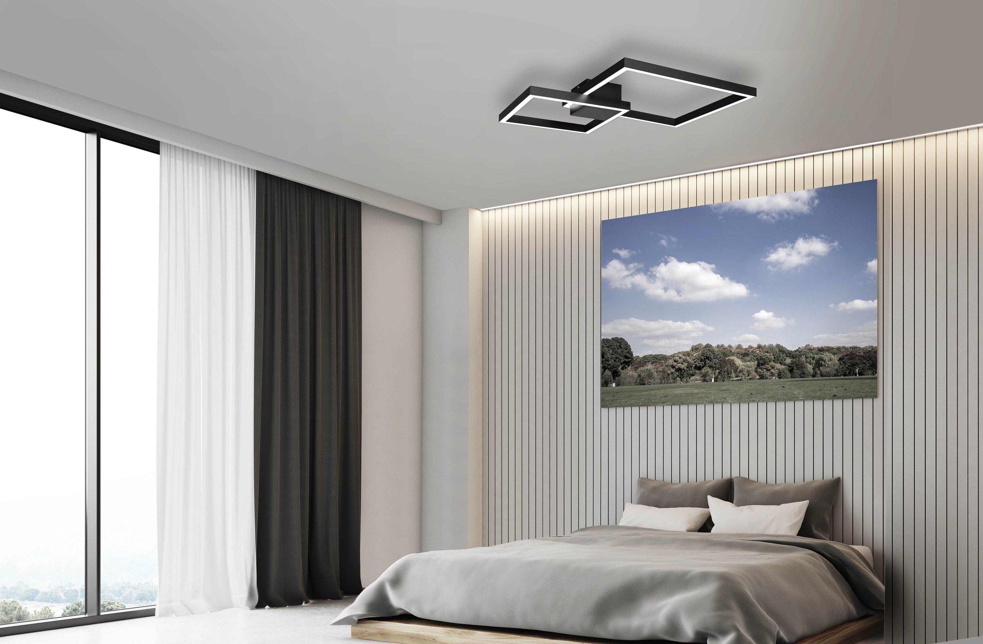 Luminária Plafon Case Preto 45w 4000K 54x54 Spotline | MadeiraMadeira