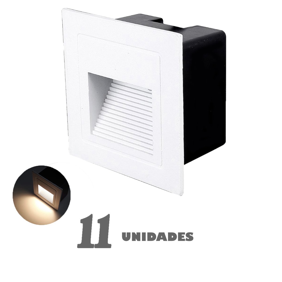 11 Balizador De Parede Embutir Quadrado Branco Led 3w Zan08 | MadeiraMadeira