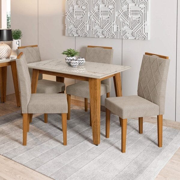 Conjunto Mesa Jade 4 Cadeiras New Ceval | MadeiraMadeira