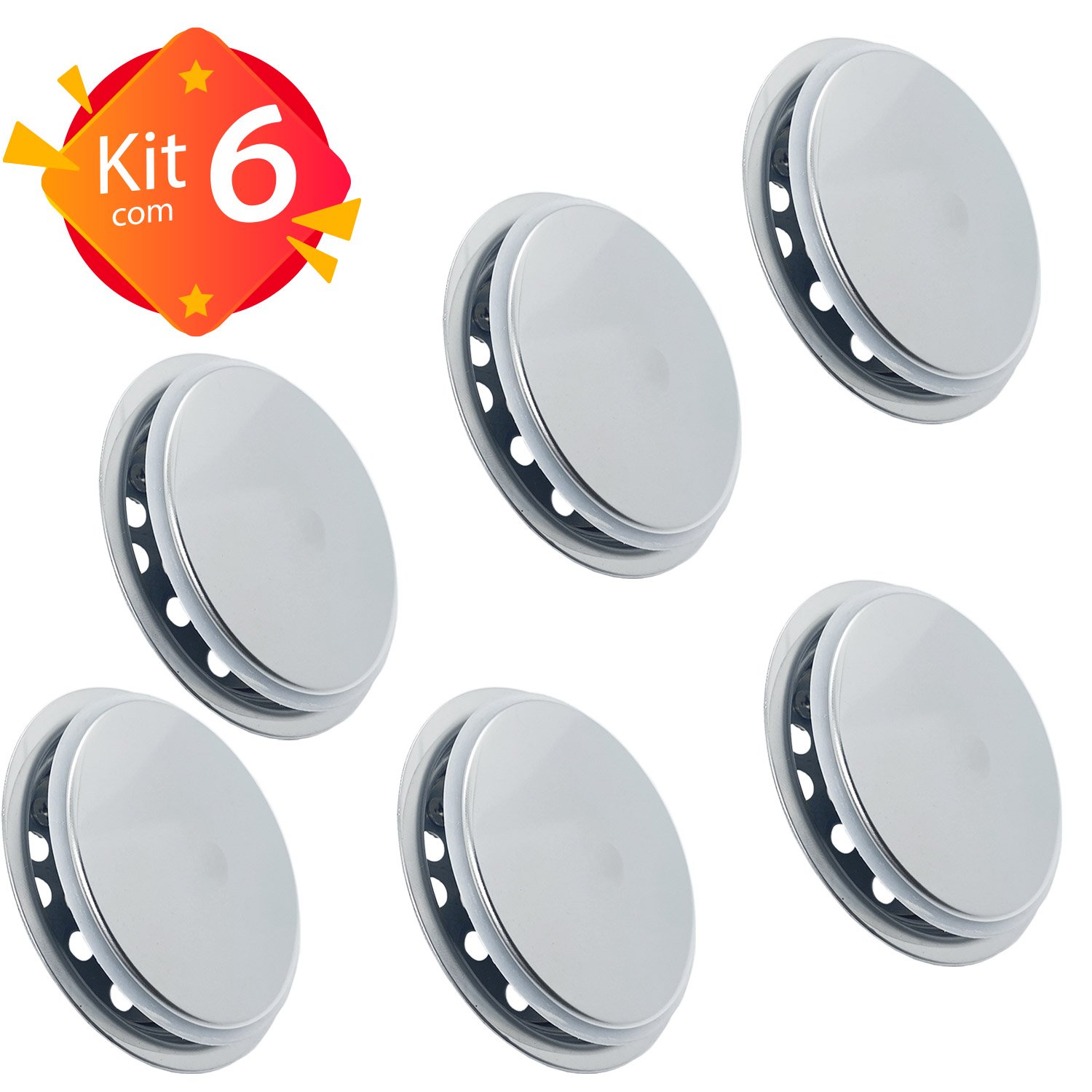 Kit 6 Ralo Click Inteligente Redondo 10x10cm 100 Inox CR106 ...