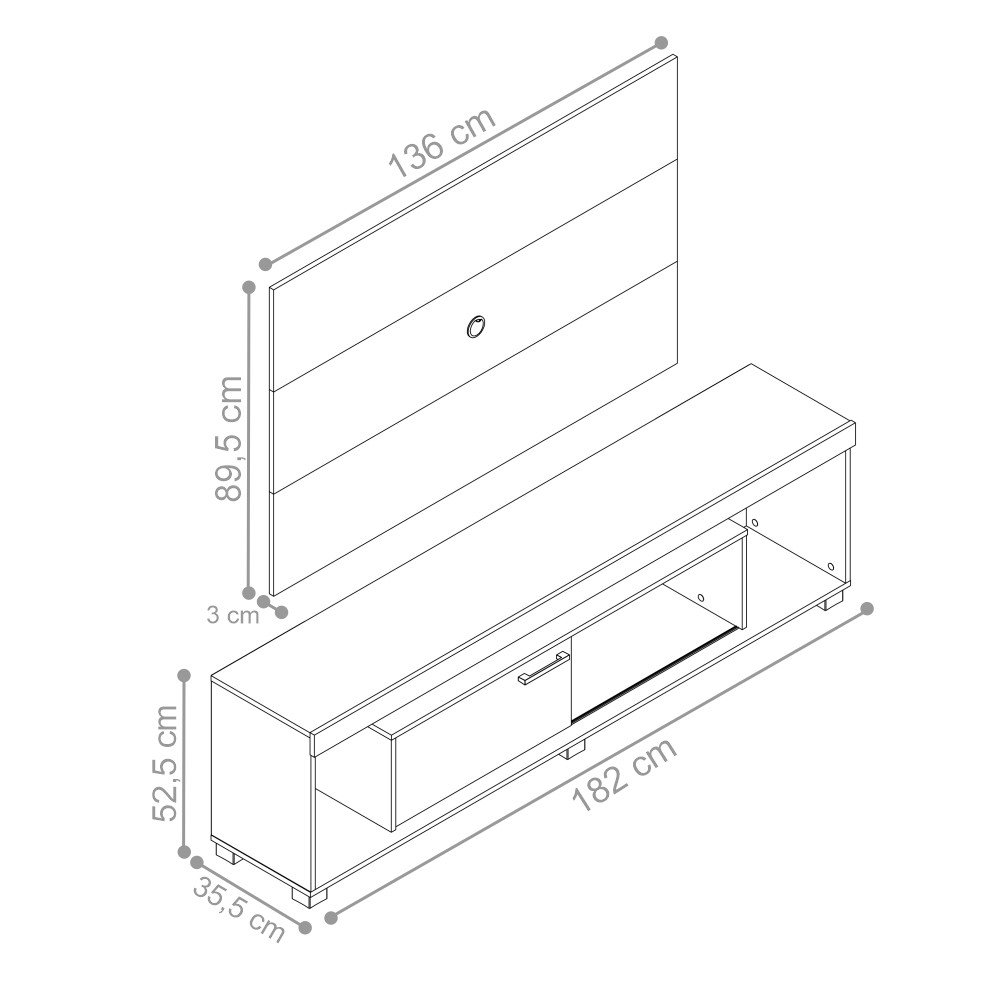 Rack com Painel para TV com Nichos Regan Fendi Naturale | MadeiraMadeira