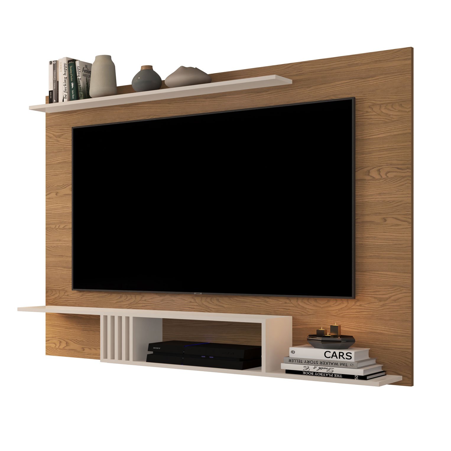 Painel Luxo para TV até 55 Polegadas com 3 Nicho Freijó/Off White ...