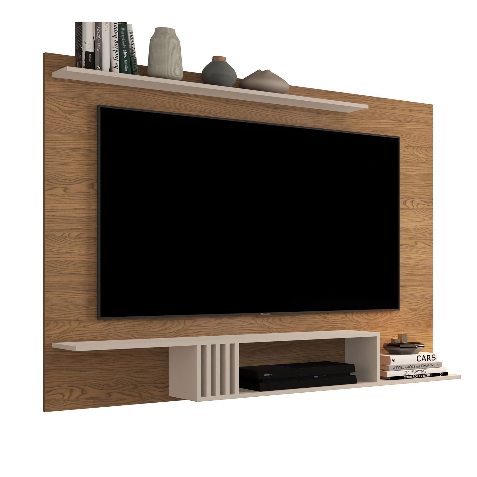 Painel Luxo para TV até 55 Polegadas com 3 Nicho Freijó/Off White ...
