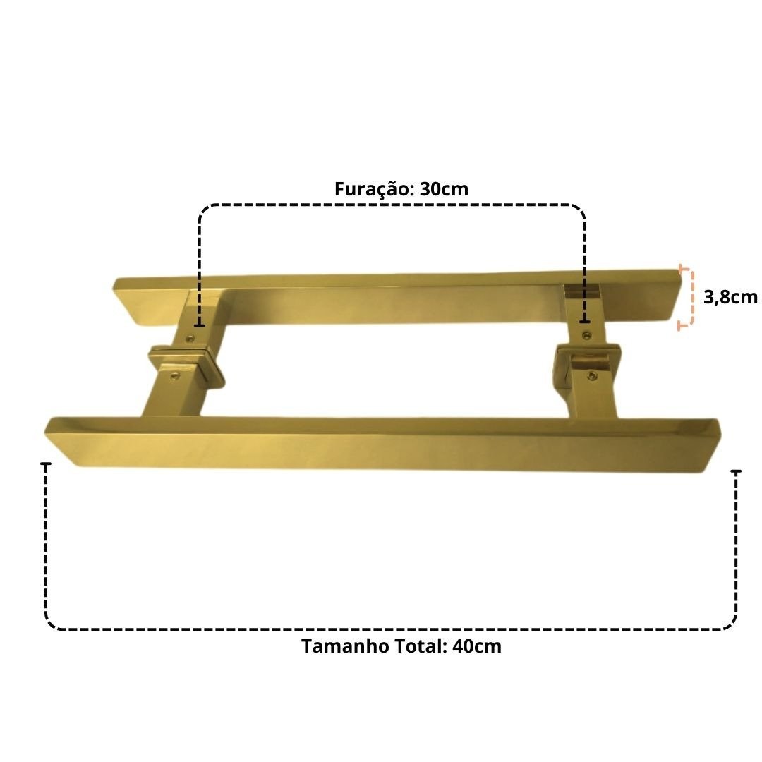 Puxador Alça Dupla 3073 40cm Vesfer Dourado Polido | MadeiraMadeira