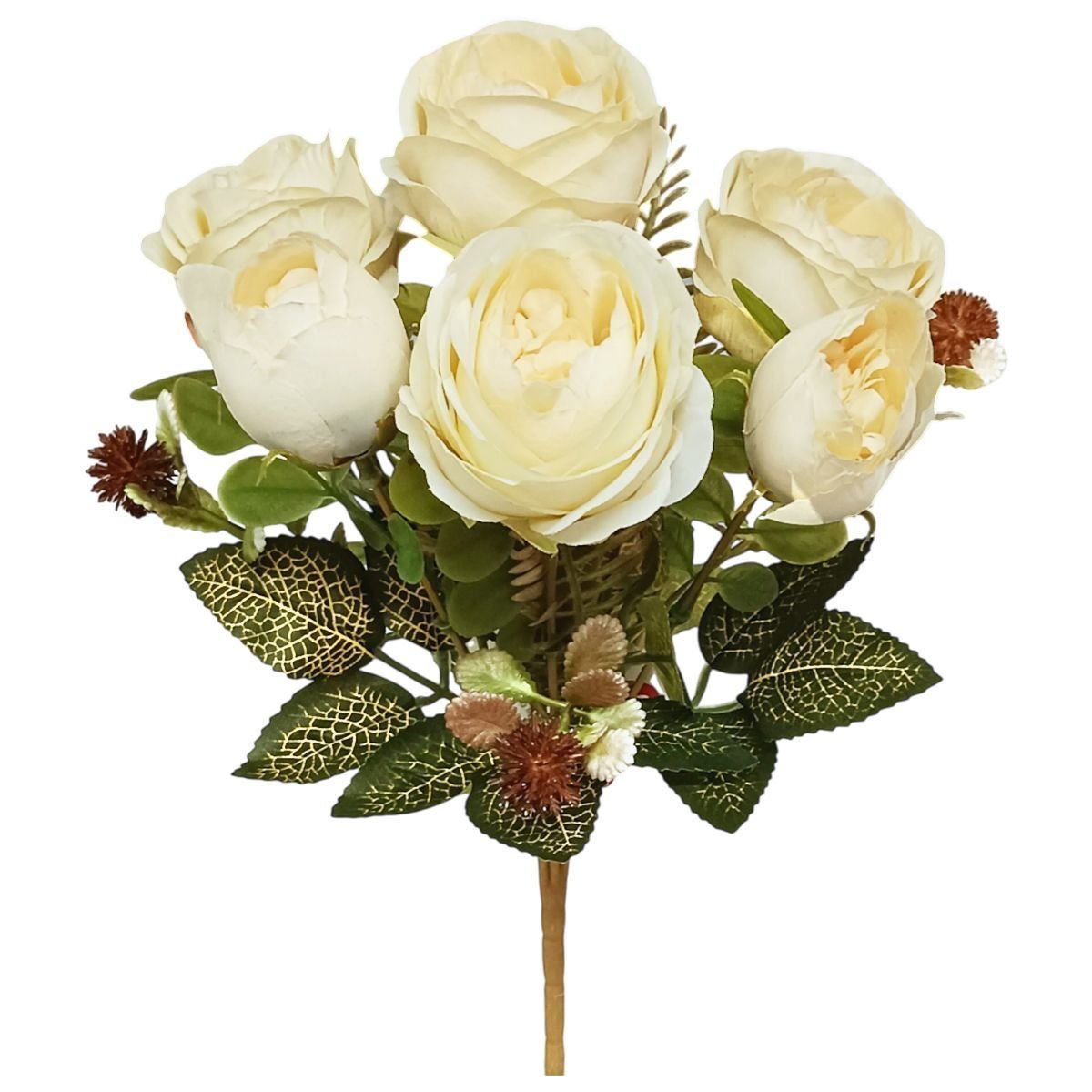 Buquê de Rosa Flor Artificial (31cm) Creme Smo | MadeiraMadeira