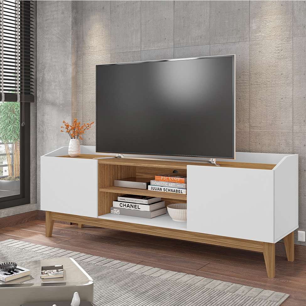 Rack Para TV até 60 Polegadas 2 Portas Ravena Versátile Casa D - Branco ...