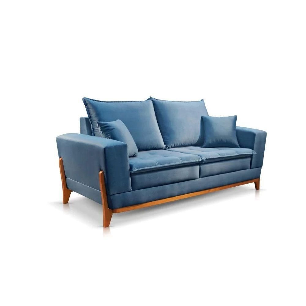 Sofá Fixo Luxo Hawai 2m Veludo Jc Estofados Azul | MadeiraMadeira