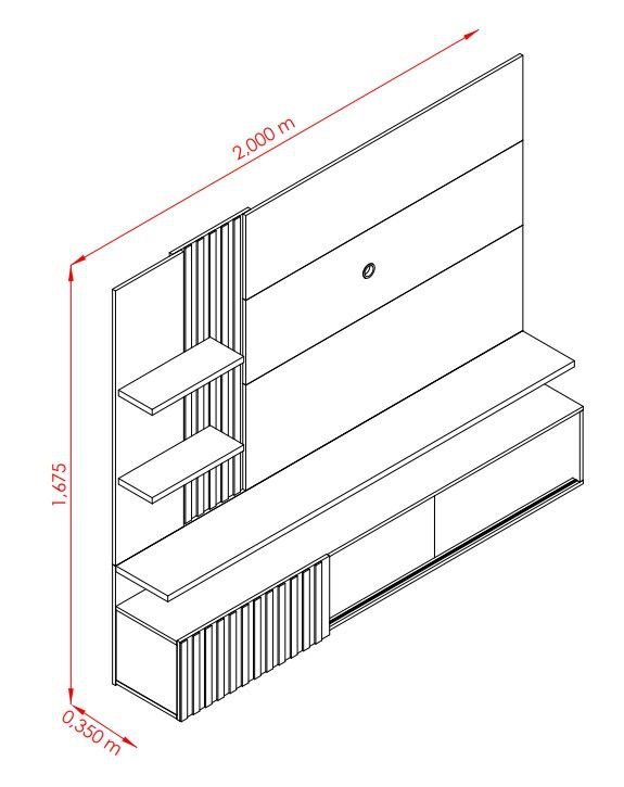 Painel Bancada Suspensa Para TV de até 65" Imperial Sépia | MadeiraMadeira