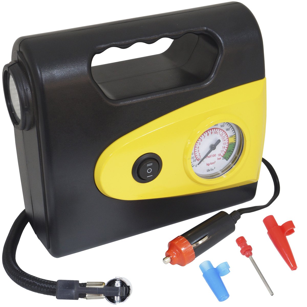 Mini Compressor de Ar Automotivo Portátil 12V 260 Psi 3 Adaptadores ...