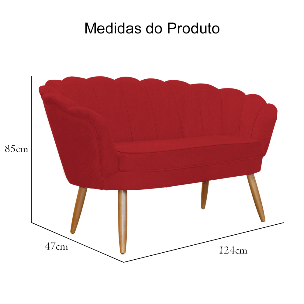 Namoradeira Estofada Pés Palito Para Sala de Estar Pétala Suede ...