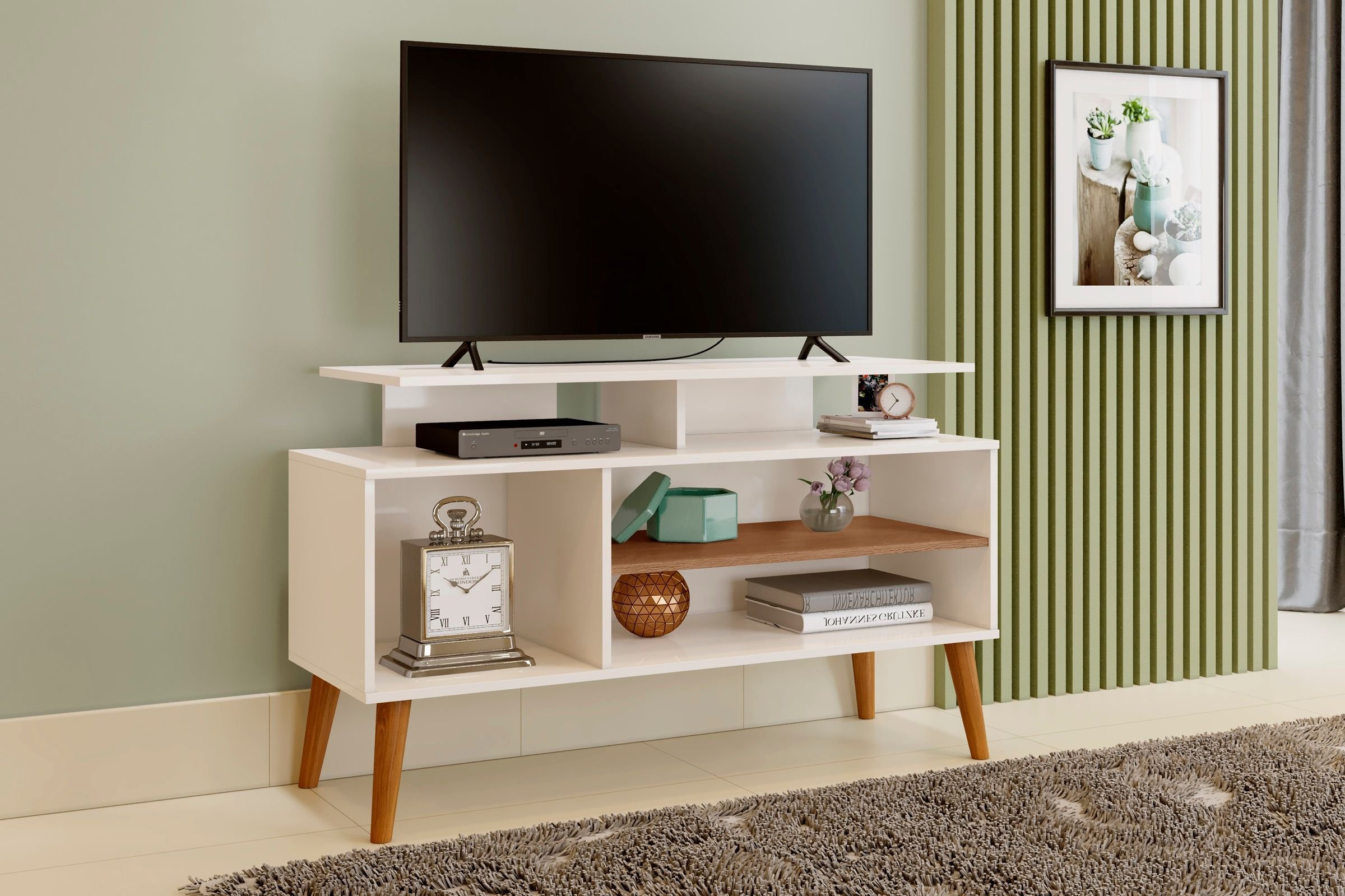 Rack Lion com Nichos e Prateleiras – Organização Prática:off/canela ...