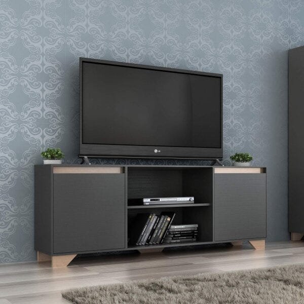 Rack para TV 42 Polegadas 2 Portas 3 Prateleiras Benevello Quiditá ...