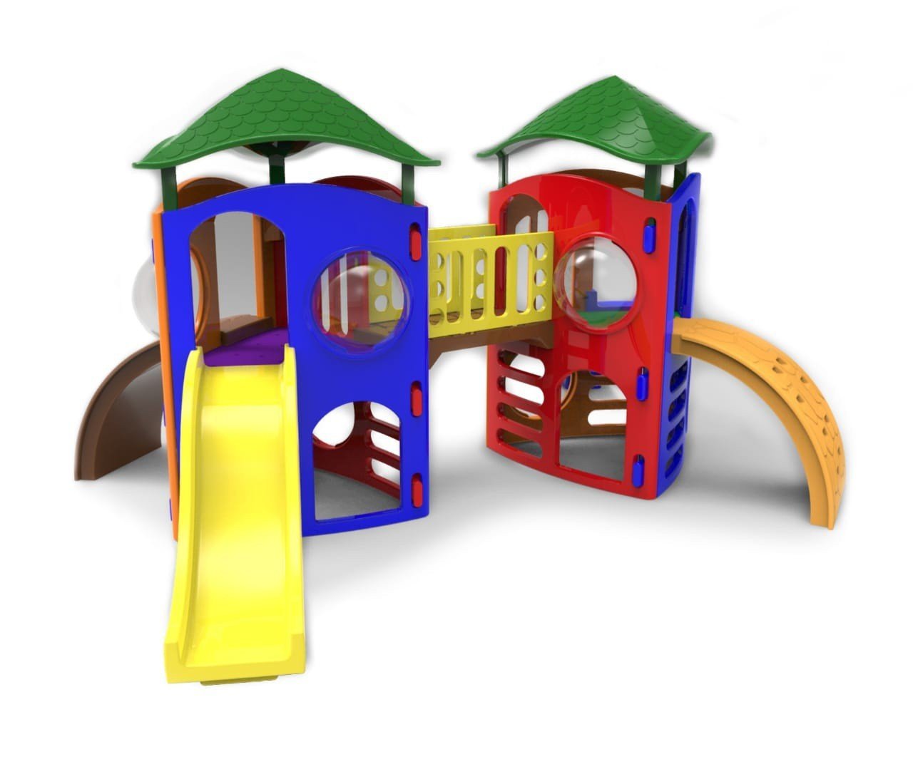 Playground Modular Wave Duplo com Telhado e Ponte | MadeiraMadeira