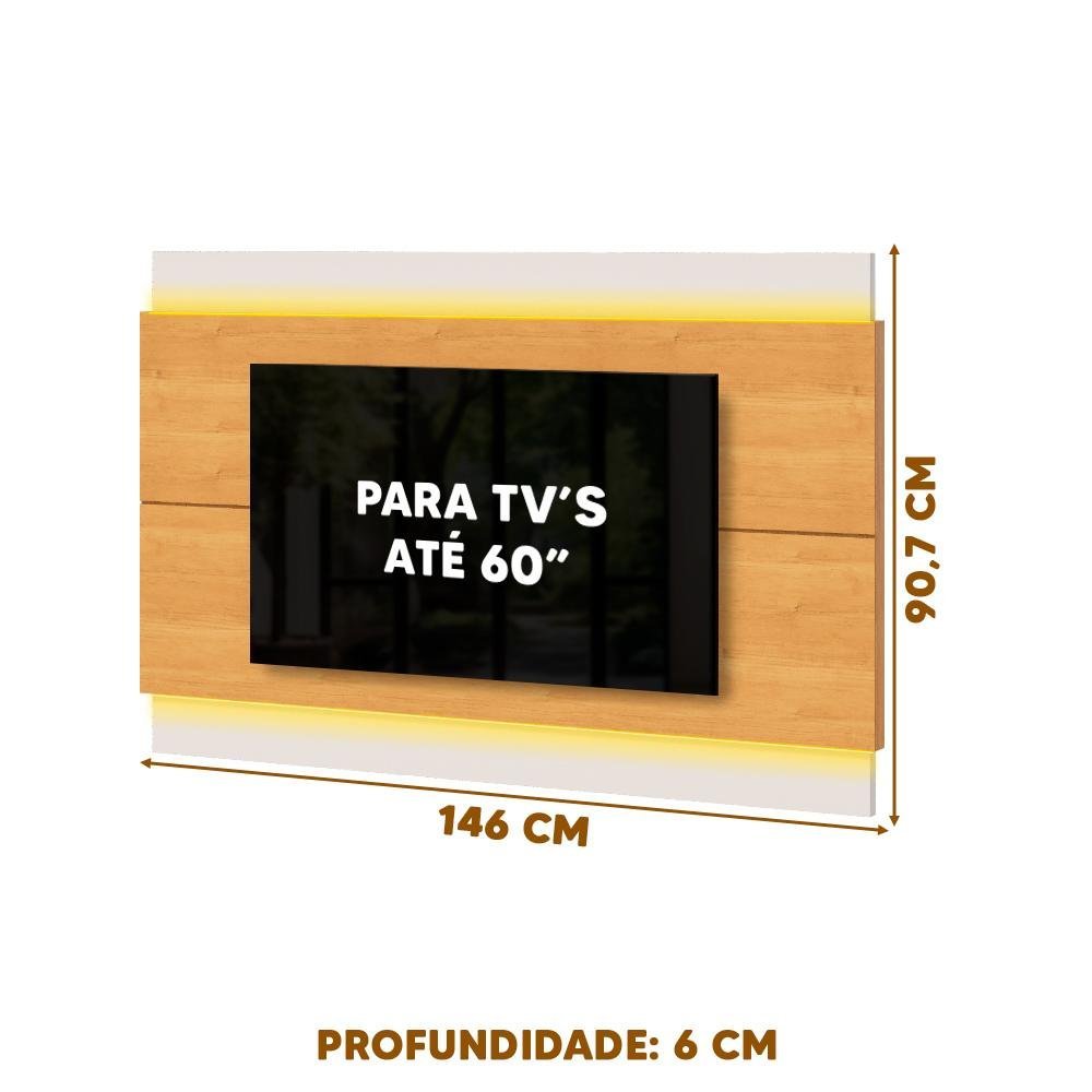 Painel com Led para Tv até 60 Polegadas Nature Off White Ryura Shop Jm ...
