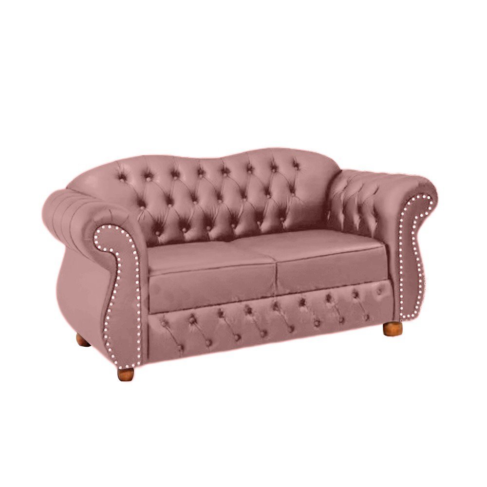 Conjunto c/ 2 Namoradeiras Chesterfield Merlo - Veludo Rosa / Decoração ...