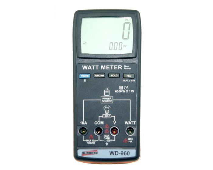 Wattímetro Digital Cat III 600v Medição Potencia Ativa True Rms Tensão ...