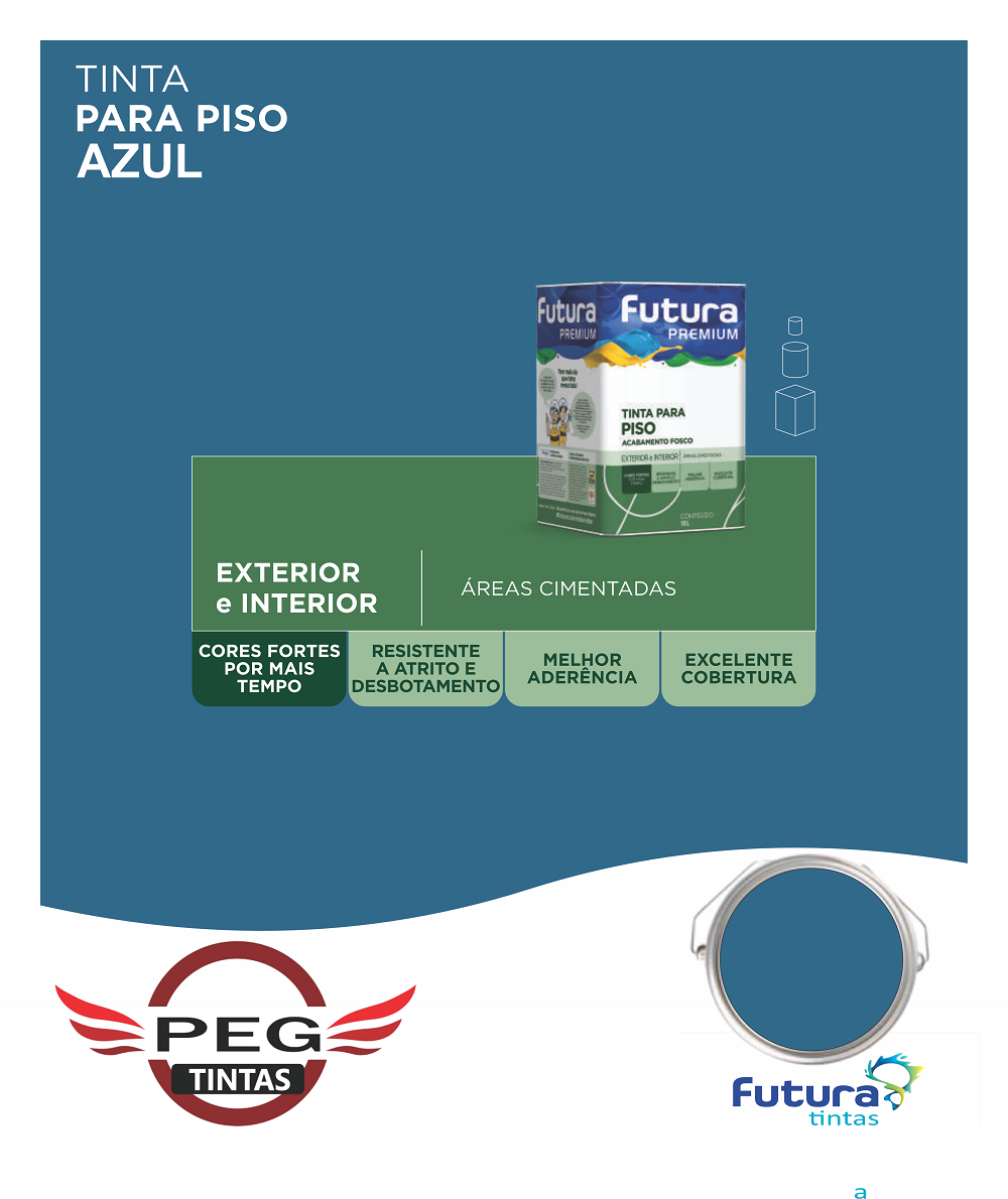 Futura Tinta Piso 3,6L - AZUL - 18 Litros | MadeiraMadeira
