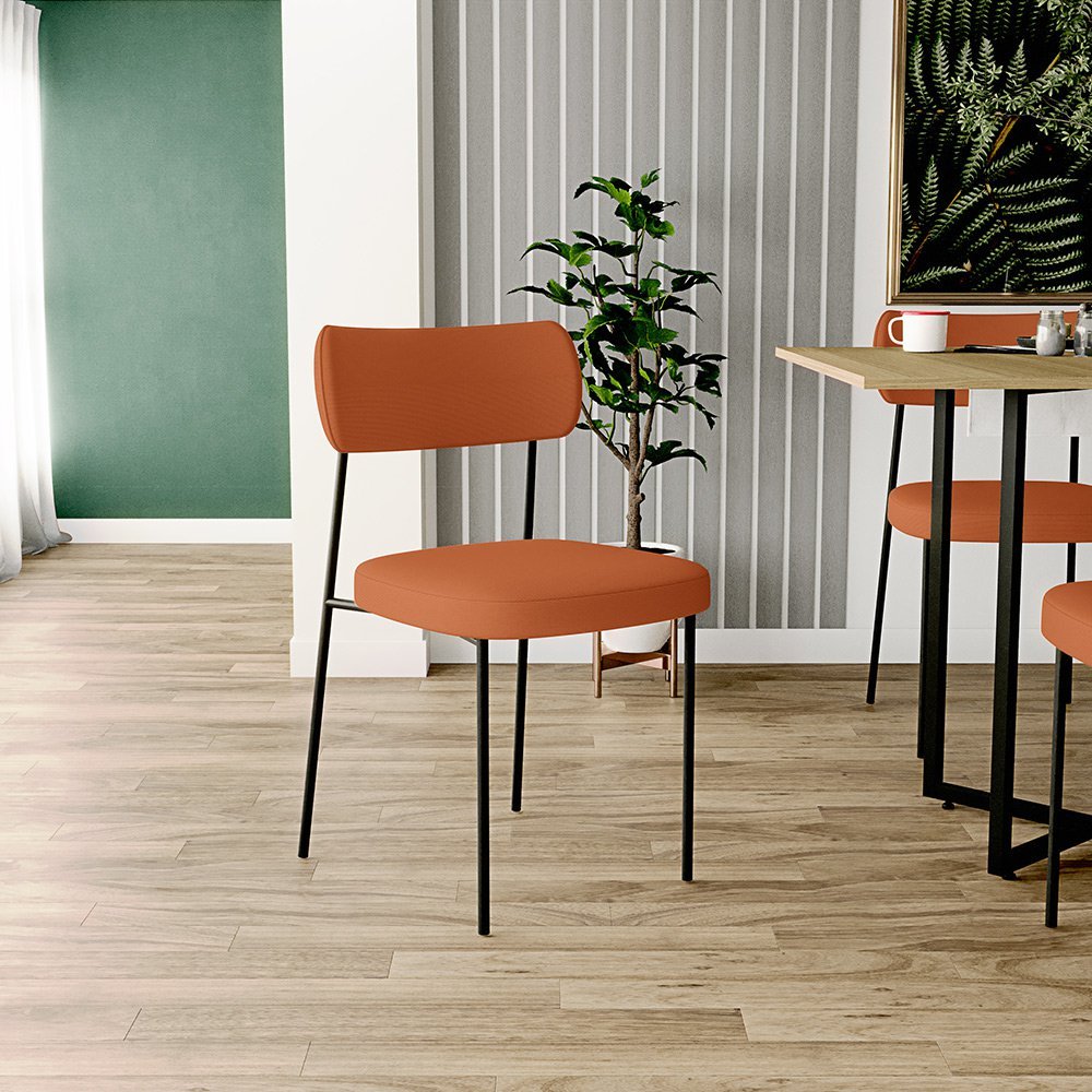 Kit 06 Cadeiras Estofadas para Sala de Jantar Melina L02 Tecido Terracota - Lyam Decor ...
