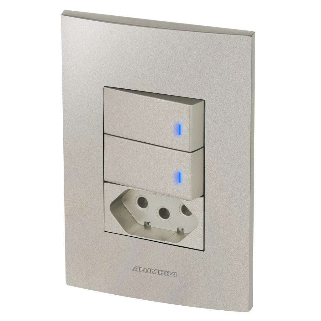 Conjunto 2 Interruptores Led + 1 Tomada 20a - Inova Titanium ...