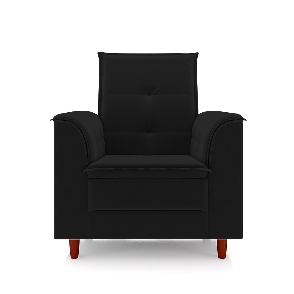 Poltrona do Papai/vovô/mamãe Sala de Estar Kate Pés Palito Suede Preto ...