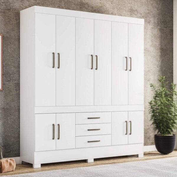 Guarda-Roupa Casal 10 Portas 3 Gavetas New Murano Demóbile | MadeiraMadeira