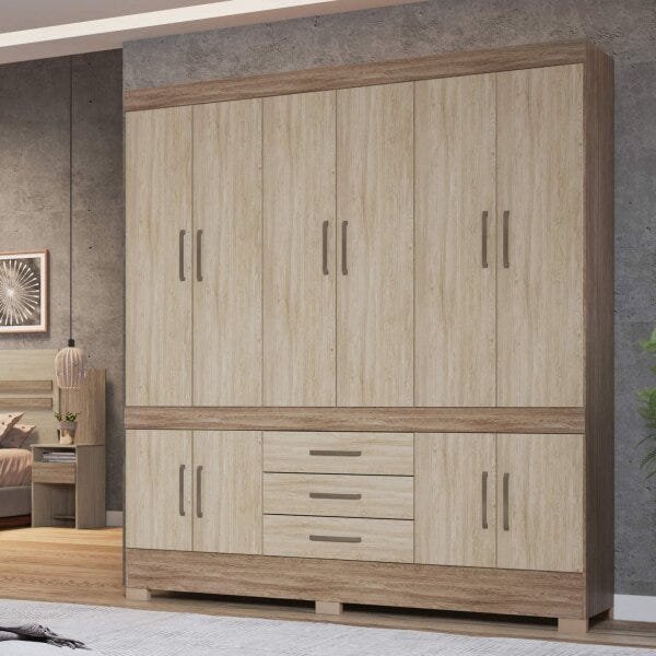 Guarda-Roupa Casal 10 Portas 3 Gavetas New Murano Demóbile | MadeiraMadeira