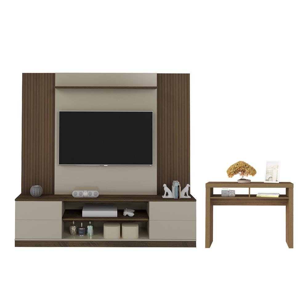 Conjunto Home e Aparador Lohan Pinho Ripado Off White | MadeiraMadeira